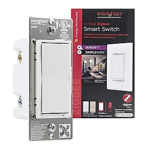Enbrighten Zigbee Smart Light Switch with QuickFit and SimpleWire, Pairs Directly with Echo 4th Gen/Echo Show 10 (All)/Echo Studio/Echo Plus (All)/Eero Pro 6, White & Light Almond, 43078