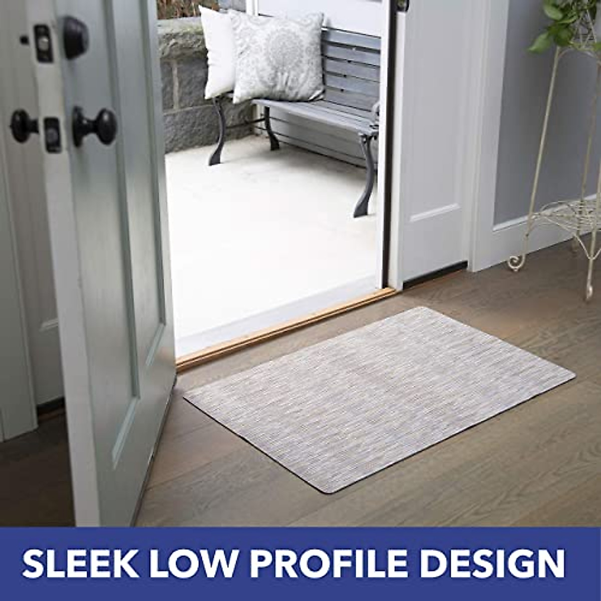 SoHome Ultra Thin Indoor Door Mat Kitchen Mat, Low Profile Stain Resistant Nonslip Design, Machine Washable, 24" x 35", Gray Gold