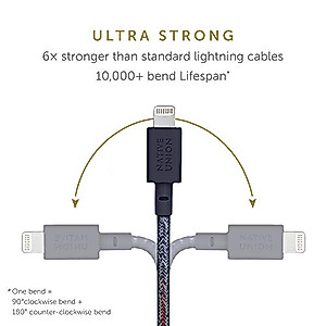 Native Union Key Cable - Ultra-Strong Reinforced [MFi Certified] Durable Lightning to USB-A High Speed Charging Cable with Key Fob Compatible with for iPhone 14, iPhone 13 and Earlier (Indigo)