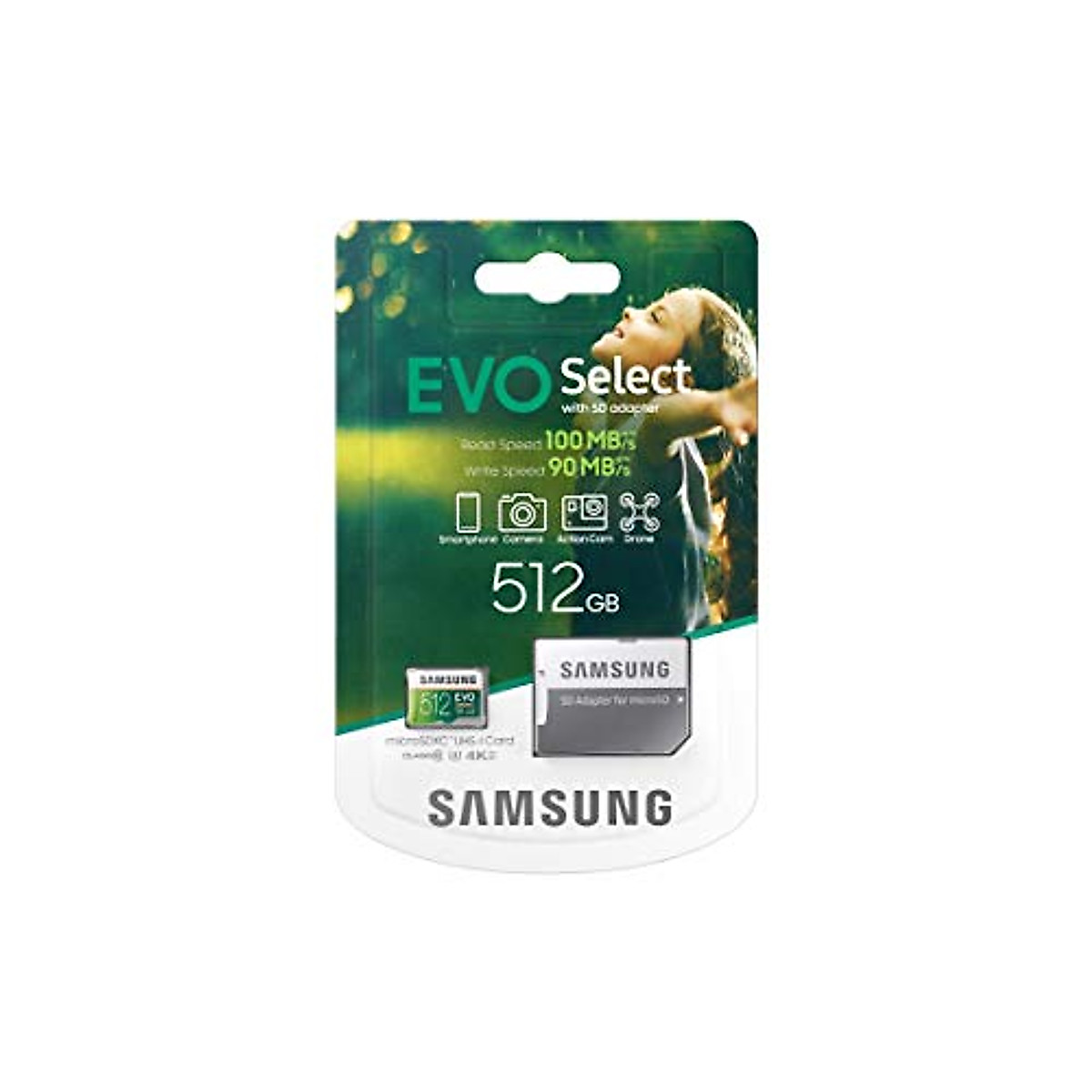 SAMSUNG EVO Select Micro SD Memory Card with Adapter, 512GB microSDXC UHS-I U3 100MB/s Full HD & 4K UHD for Photos, Videos, Music Storage, MB-ME512HA