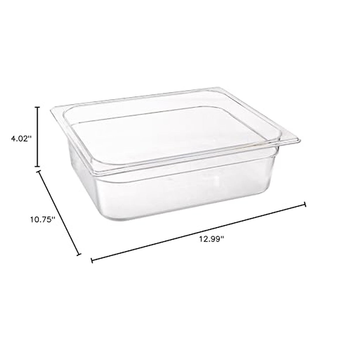 Rubbermaid Commercial Products Cold Food Insert Pan for Restaurants/Kitchens/Cafeterias, 1/2 Size, 4 Inches Deep, Clear (FG124P00CLR)