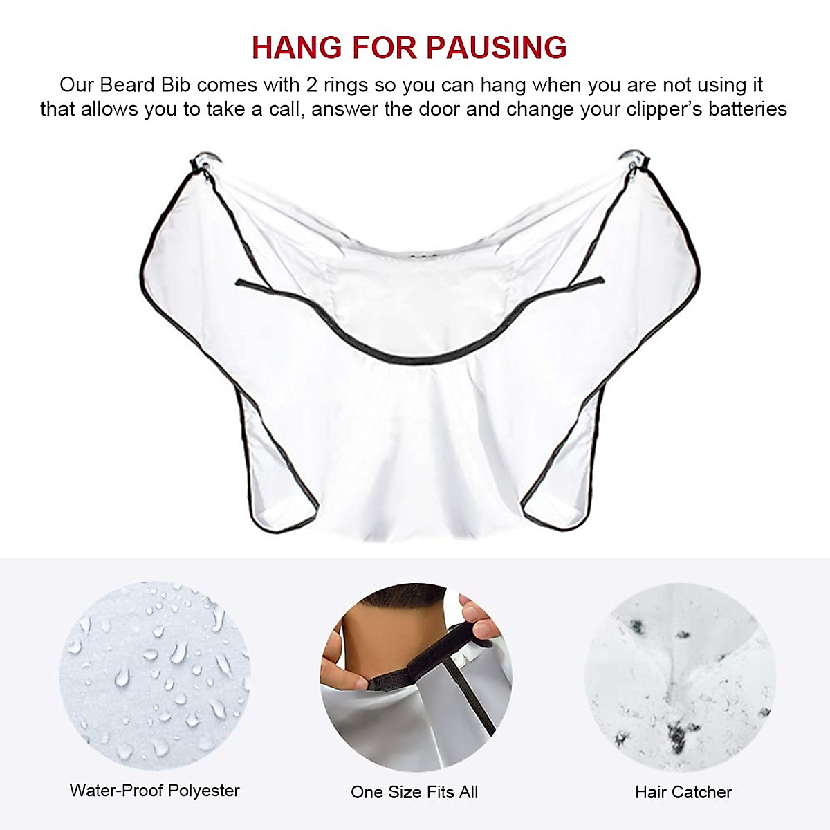 Beard Shaving Catcher Bib - The Smart Way to Shave - Beard Trimming Apron & Shaving Cape - Perfect Grooming Gift or Men's Birthday Gift - by Mobi Lock