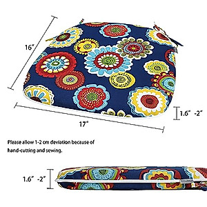 Magpie Fabrics Outdoor/Indoor 17"x16"x2" Chair Cushions with Ties Set of 2, Waterproof All Weather U-Shape Seat Pads Decoration for Patio Garden Furniture Home Office (Heronsbill Navy)