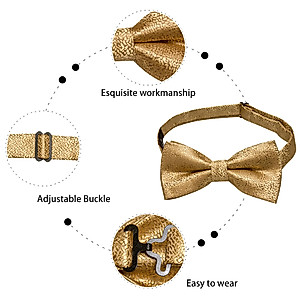 Dubulle Gold Bow Tie Lapel Pin Set for Men Mens Solid Gold Pretied Bowties Handkerchief Cufflinks