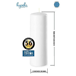 Hyoola White Pillar Candles 2x8 Inch - 4 Pack Unscented Pillar Candles - European Made