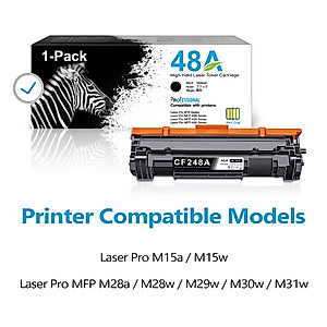 48A Toner Cartridge Black 1-Pack (with Chip) Replacement for HP48A Toner Black Cartridge 48A CF248A Toner Cartridge to use with Laser Pro M15a, M15w; MFP M28a, M29w; MFP M30w, M31w Printer Ink