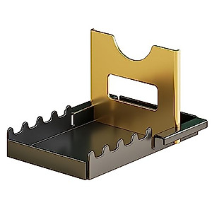 Dr.DJ Spoon Rest Pot Lids Holder, Pot Pan Lid Organizer Stand Heavy Duty, Cutting Board Rack Chopping Board Organizer Stand Spoon Rest w Drip Tray Kitchen Countertop, Stainless (Black)