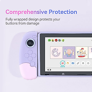 GeekShare Soft Silicone Protective Case Compatible with Nintendo Switch Console (Purple)