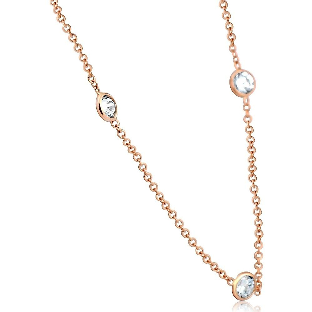 2 Ct Diamonds By The Yard Necklace 14K Rose Gold Lab Grown Diamond