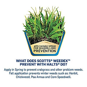 Scotts WeedEx Prevent with Halts - Crabgrass Preventer, Pre-Emergent Weed Control for Lawns, Prevents Chickweed, Oxalis, Foxtail & More All Season Long, Treats up to 5,000 sq. ft., 10 lb.