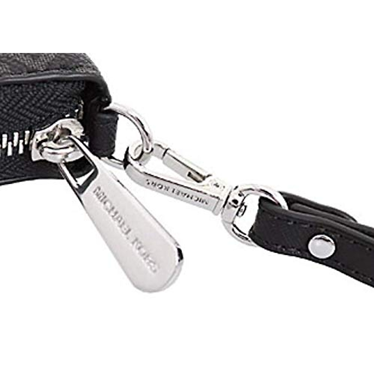 Michael Kors Jet Set Travel Continental Zip Around Leather Wallet Wristlet (Black PVC/Silver Hardware)