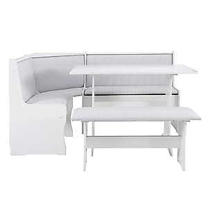 Linon Sanford Wood Storage Nook Dining Set in White and Gray