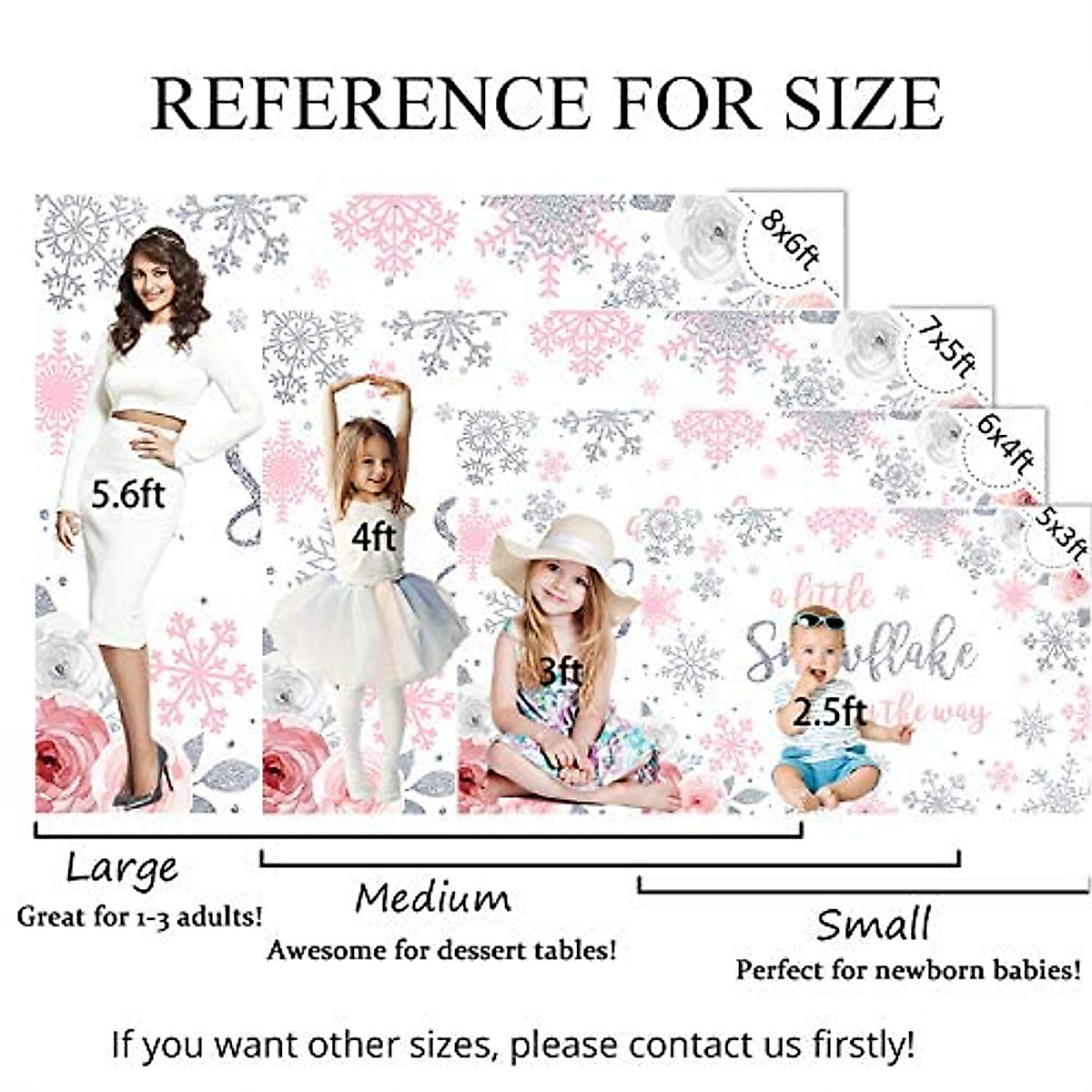 Mocsicka Snowflake Baby Shower Backdrop Winter Wonderland Baby Shower Photography Background 8x6ft Vinyl Girl Snowflake Winter Baby Shower Backdrops (8x6ft(96x72 inch))