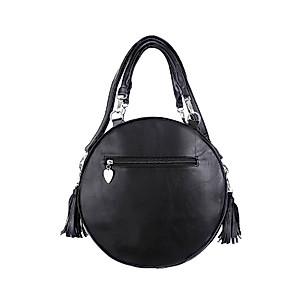 Restyle Henna Wicca Symbols Round Handbag Gothic Moon Faux Leather Shoulder Bag