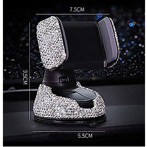 Ergonflow Luxury Rhinestone Bling Universal Car Stand Phone Holder Air Vent Car Mount Stand Holder Compatible with iPhone X 8 Plus 7 Plus SE 6s 6 Plus 6 5s 5 4s 4 (Silver)