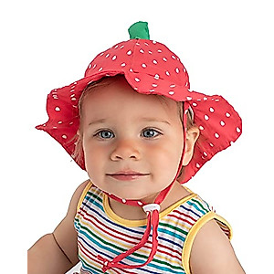 Baby Sun Hat | UPF 50+ Sun Protection All-Day Adjustable Infant 100% Cotton Bucket Hat for Head, Neck & Eyes Strawberry