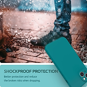 SURPHY Compatible with iPhone 13 Case with Screen Protector, (Camera Protection + Soft Microfiber Lining) Liquid Silicone Phone Case 6.1 inch 2021 (Teal Blue)