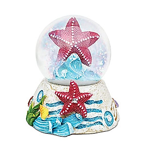 COTA Global Starfish Stone Snow Globe - Sparkly Water Globe Figurine with Sparkling Glitter, Collectible Novelty Ornament for Home Decor, for Birthdays, Christmas, and Valentine's Day