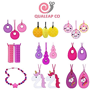 Xtra Tough Chew Necklace for Kids Girls (Exclusive) - Chewing Necklace Teething Necklace Teether Necklace Chew Toys Teething Toys - Designed for Chewing, Autism Sensory Teether Toy (2 Pack)