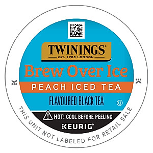 Twinings Brew Over Ice Unsweetened Peach Black Iced Tea K-Cup Pods for Keurig, 24 Count (Pack of 1), Caffeinated