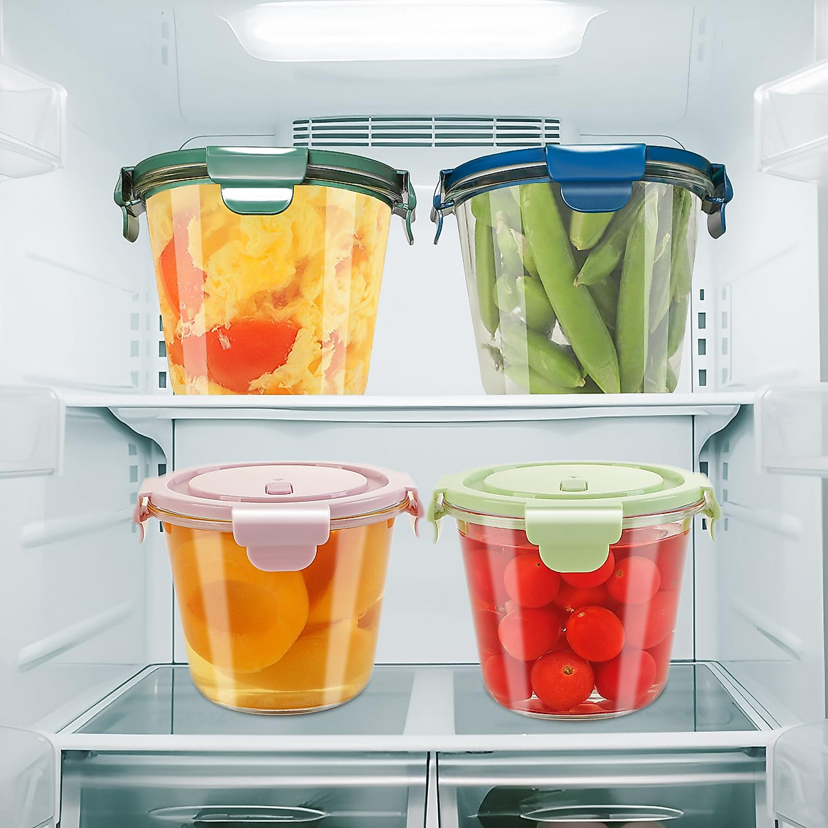 GREATLINK Glass Food Storage Containers with Lids - Glass Meal Prep Containers Reusable, Airtight Food Storage Containers Kitchen Pantry with Lids for Lunch, Bpa Free & Leak Proof