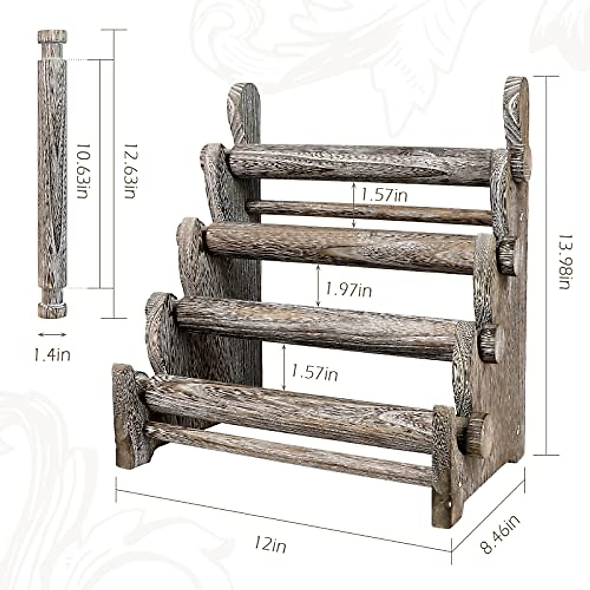 LadyRosian 4 Tier Wooden Bracelet Holder, Bangle Watch Necklace Display Storage Jewelry Holder Stand Display Organizer,Antique White