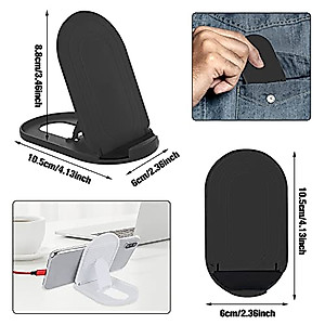 TIESOME 6 Pcs Foldable Phone Holder, Universal Oval Shaped Adjustable Mobile Phone Holder Portable Multi-Angle Desktop Holder Compatible with Tablets Smartphones (3 Black,3 White)