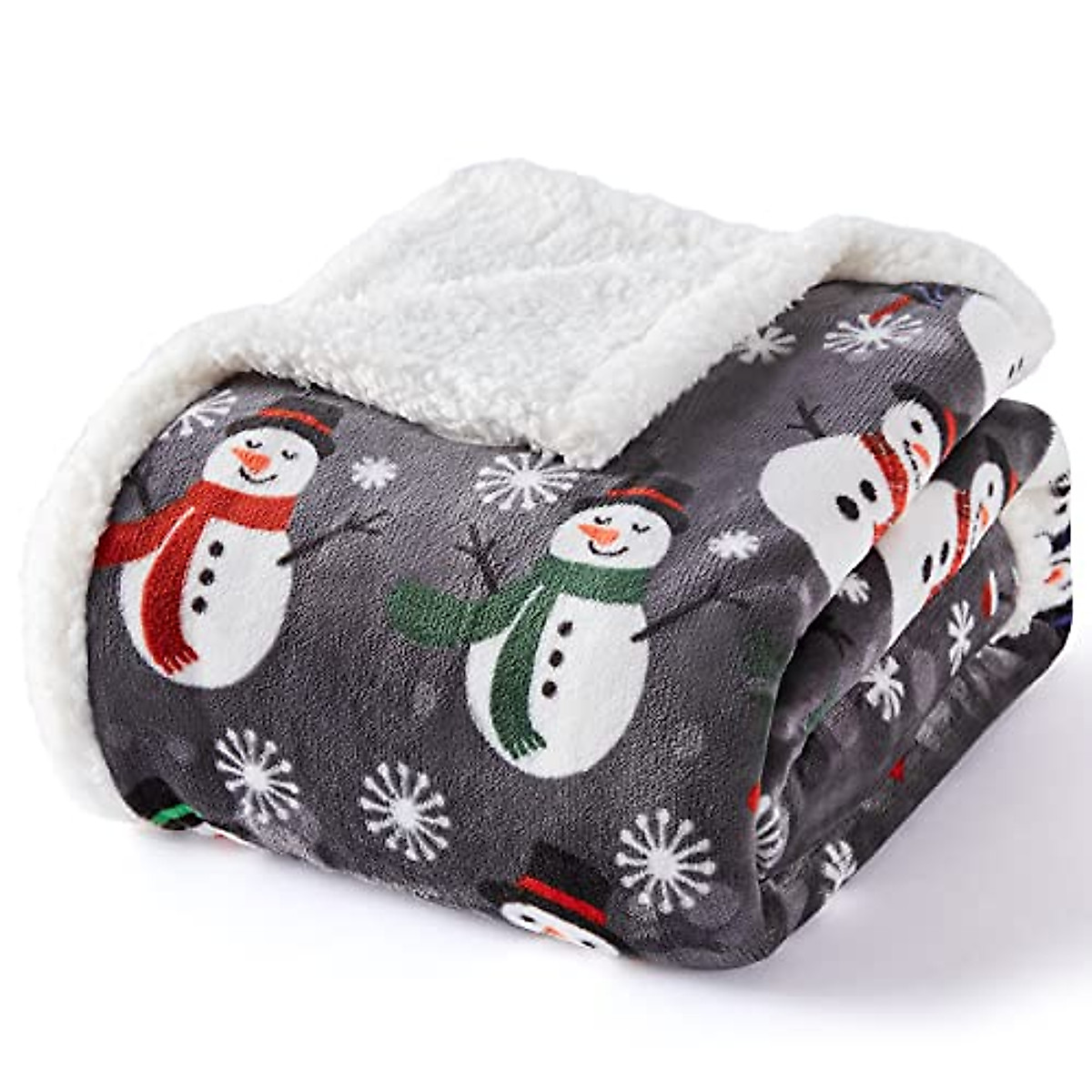 Touchat Sherpa Christmas Throw Blanket, Fuzzy Fluffy Soft Cozy Blanket, Fleece Flannel Plush Microfiber Blanket for Couch Bed Sofa (50" X 60", Snowman)