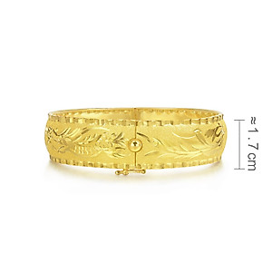 CHOW SANG SANG 999.9 24K Solid Gold Price-by-Weight 18.34g Dragon and Phoenix Bangle for Women and Wedding Occasion 84936K | 7 (Wrist Size:14.5-15.5 CM)