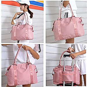 JSAHAH Women Travel Tote Bags Airplane Bag with Trolley Sleeve Carry On Bag Pink