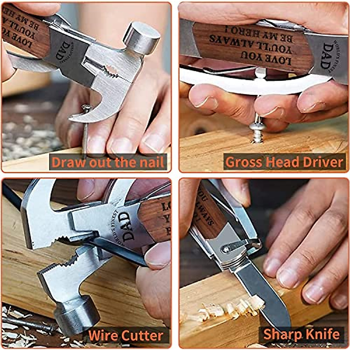 Christmas Gifts for Dad from Daughter Son Kids 12 in 1 Multitool Hammer Cool Gadgets Stocking Stuffer Gifts for Men Him Birthday Anniversary Thanksgiving Gifts Ideas for Father (with Gifts Box)