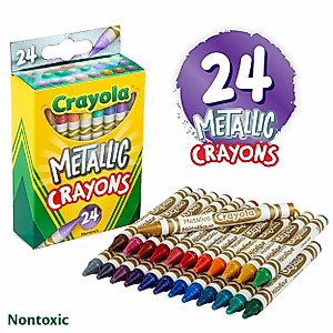 Crayola Metallic Crayons, Kids Art Supplies, 24 Count, Coloring Supplies, Gift for Kids, Ages 3, 4, 5, 6