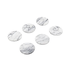 Fox Run 48749 Natural White Polished Marble Stone Coasters, Set of 6
