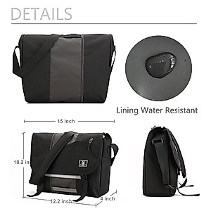 OIWAS Small Messenger Bag for Men/Women Crossbody Travel Briefcase Bags Shoulder Bag Canvas 14 Inch Laptop Computer Satchel Bag Work Black