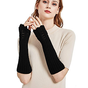 Novawo Women Fashion Arm Warmers Long Fingerless Gloves Winter Warm Knitted Gloves