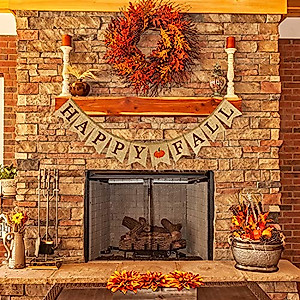 Whaline Happy Fall Pumpkin Burlap Banner Harvest Home Decor Bunting Flag Garland Party Thanksgiving Day Decoration