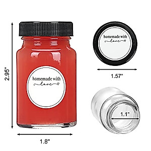 CUCUMI 12pcs 2oz Small Clear Glass Bottles with Lids for Liquids, Wide Mouth Short Jars with Caps Mini Glass Juice Bottles for Potion, Ginger Shots, Oils, with Waterproof Stickers and Brush