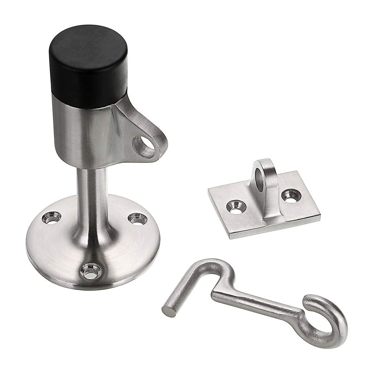 Sumnacon Stainless Steel Door Stopper with Hook, Heavy Duty Doorstop with Scews - Wall Mounted Door Stopper for Home Office, Silver