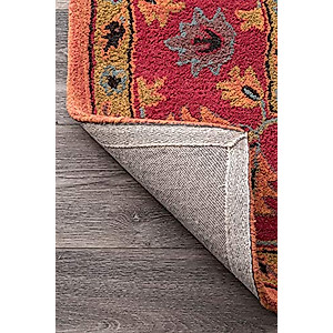 nuLOOM Montesque Hand Tufted Wool Area Rug, 8' Round, Orange