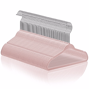 Casafield 50 Velvet Baby Hangers - 11" Size for Infant & Toddler Clothes - Light Pink