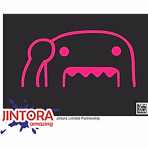 JINTORA Sticker - Decal - JDM - Die Cut - Window domo kun - 198x99 mm - JDM - Die Cut - Car - Truck - Bus - Window - Laptop - Coach - Rear Window - Pink