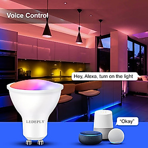 GU10 Smart Spot Light Bulb Compatible with Alexa, Google Home, SmartThings, 5W WiFi LED Track Light Bulbs, Color Changing, No Hub Required, 4 Pack