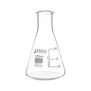 EISCO Erlenmeyer Flask, 100mL - Borosilicate Glass - Narrow Neck Flasks, Conical Flasks, Glass Flasks