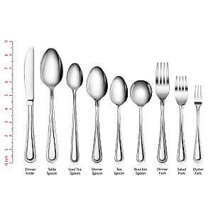 New Star Foodservice 58468 Bead Pattern 18/0 Stainless Steel, Dinner Fork 7.7-Inch Set of 12
