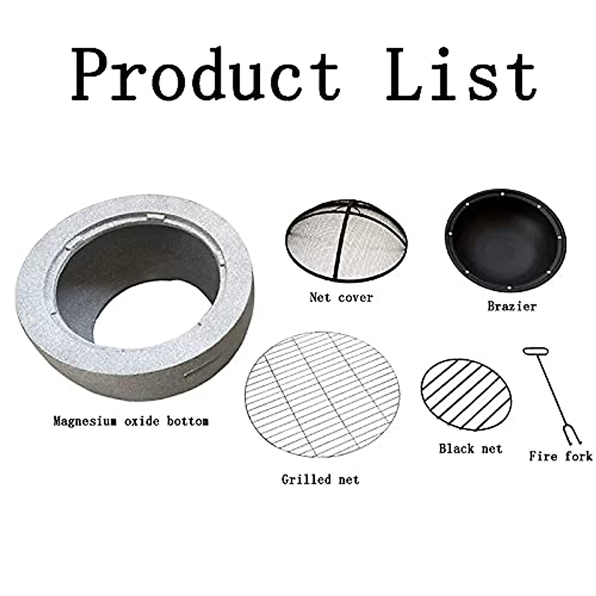 LEAYAN Garden Fire Pit Grill Bowl Grill Barbecue Rack Wood Burning Fire Pit BBQ Grill Firepit Bowl Outdoor Heaters & Fire Pits Table Top Fire Pit Outdoor with Grill Grate for Camping/Outdoor Heating