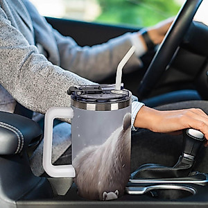 Bear Mama Little Winter Day 40 Oz Stainless Steel Cup Travel Tumbler with Handle and Straw Lightweight Coffee Mug for Home Office