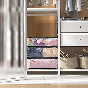 Fixwal 2pcs Clear Clothes Organizer Storage Bags, Foldable Bed Sheet Comforter Storage Bags PVC Organizers with Zipper for Sweaters, Bedding Sets, Closet(35l, 9.5 Gallons)