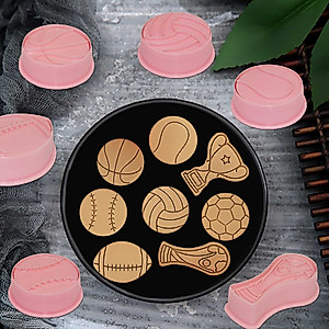 8 Pieces Cookie Cutters Sports Ball 3D Football Volleyball Soccer Basketball Shape Biscuit Cutter Cookie Stamps Mold for DIY Cookie Baking Supplies