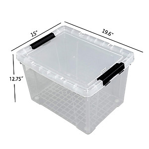 Ggbin 4 Pack 50 Qt Plastic Container Bin with Lids, Latch Storage Box with Wheels