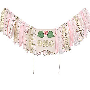 High Chair Banner for 1st Birthday - First Birthday Decorations for Photo Booth Props, Birthday Souvenir and Gifts for Kids,One Birthday Decorations for Baby (Baby Girl)